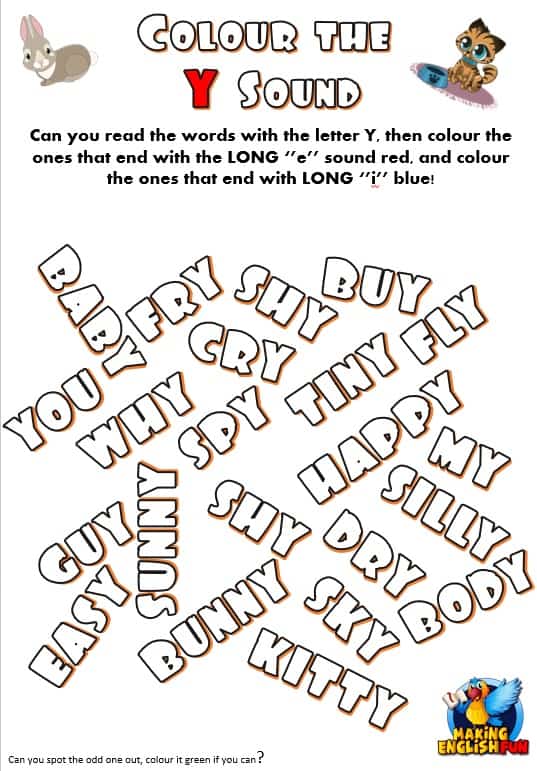Y as a Vowel worksheetsMaking English Fun