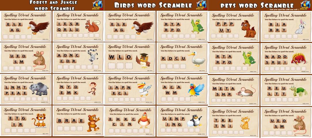 Animal Word Scramble WorksheetsMaking English Fun