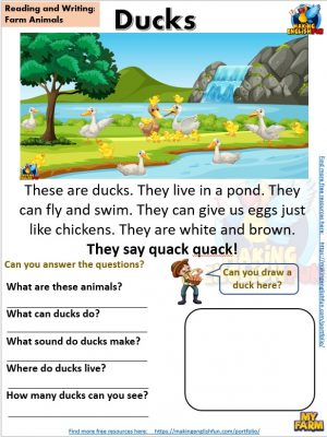 Farm Animals Reading Comprehension Worksheets Kindergarten and Grade 1 ...