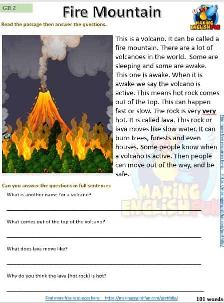 Reading Comprehension and Writing Worksheets – Kindergarten and Primary ...