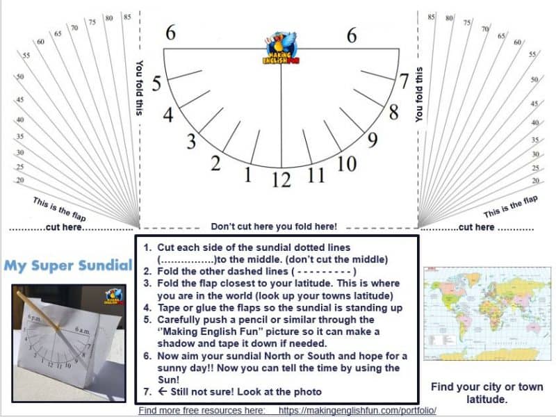 Make a Paper Sundial Template and Lesson Plan.Making English Fun