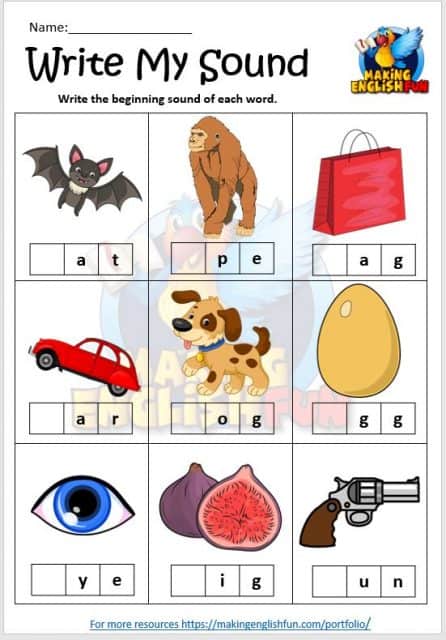 Write my Sound 4 Initial Sound WorksheetsMaking English Fun