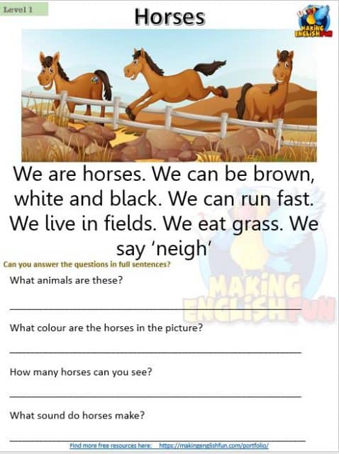 Reading Comprehension and Writing Worksheets – Kindergarten and Primary ...
