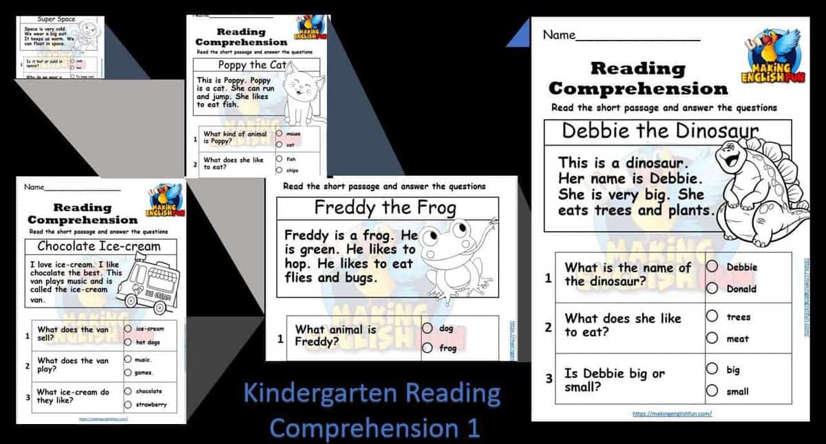 Free Kindergarten Reading Comprehension Colouring WorksheetsMaking ...
