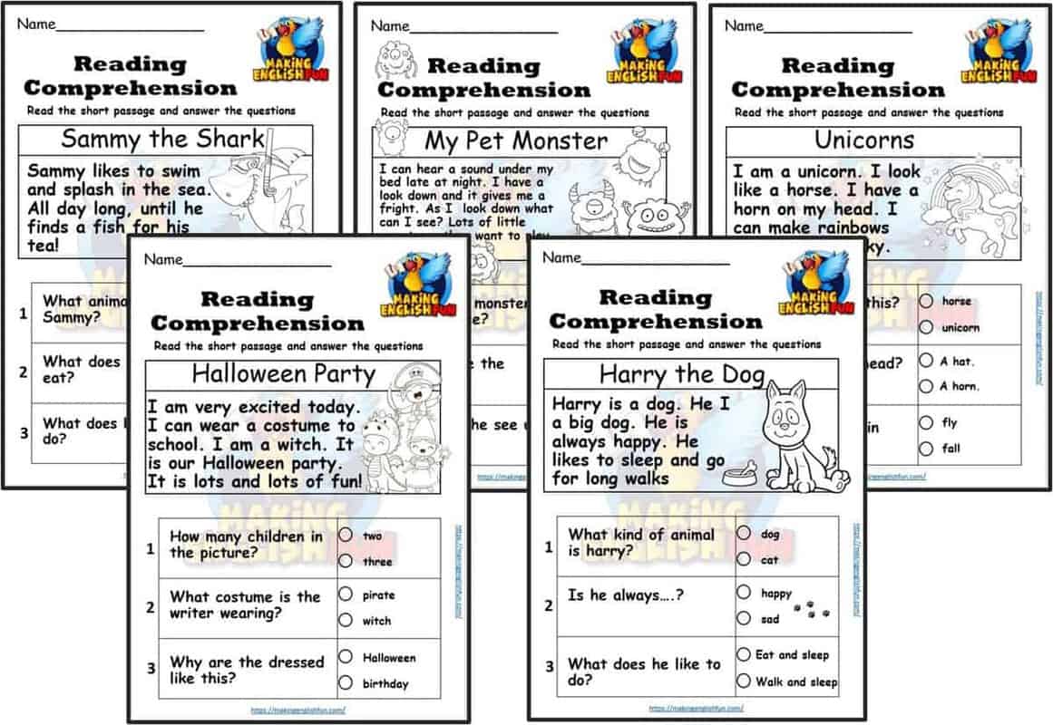 Reading Comprehension and Writing Worksheets – Kindergarten and Primary ...