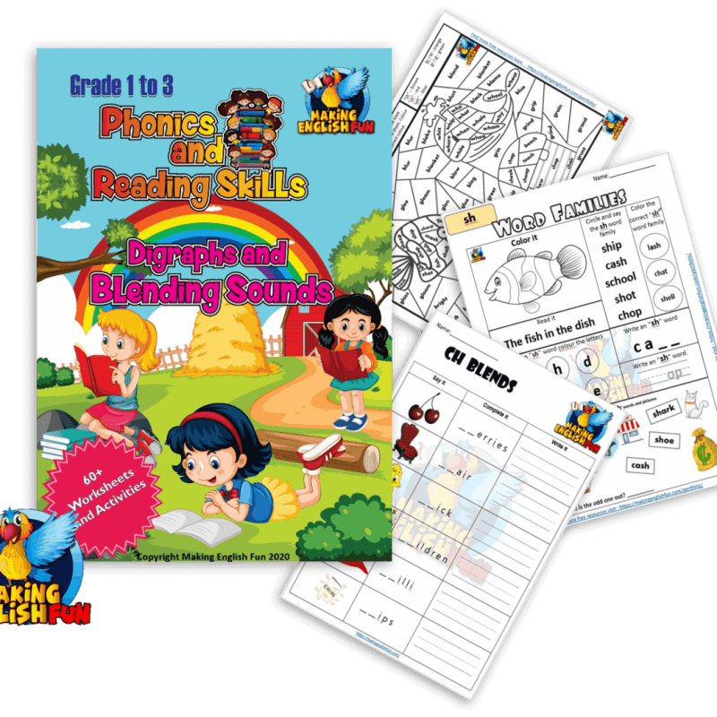 FREE Phonics Digraph and Blends word Search / Worksheets.Making English Fun