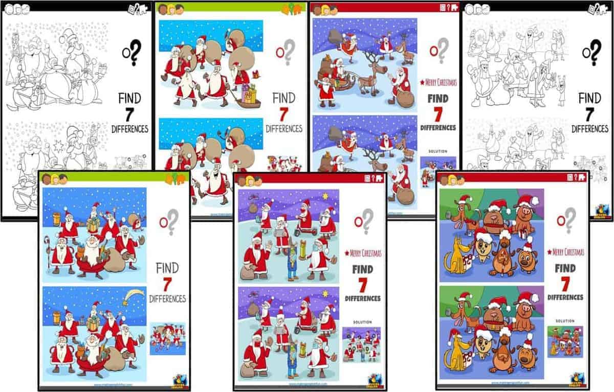 Christmas Spot the Difference and Coloring Activity.Making English Fun
