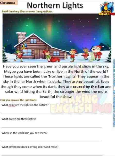 Christmas Comprehension Reading CardsMaking English Fun