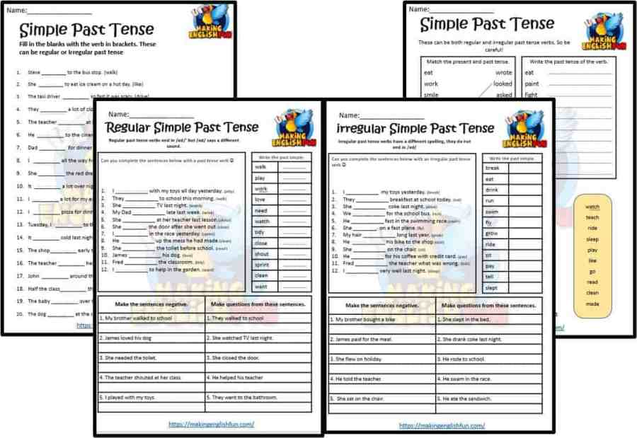Free Past Tense WorksheetsMaking English Fun