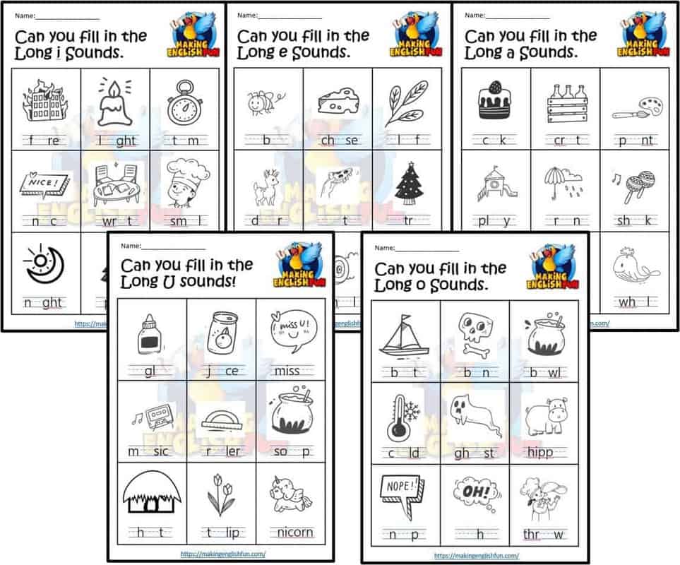 Long Vowel Spelling Worksheets – Missing LettersMaking English Fun