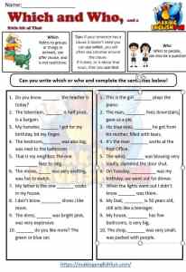 Which and Who Worksheet.Making English Fun