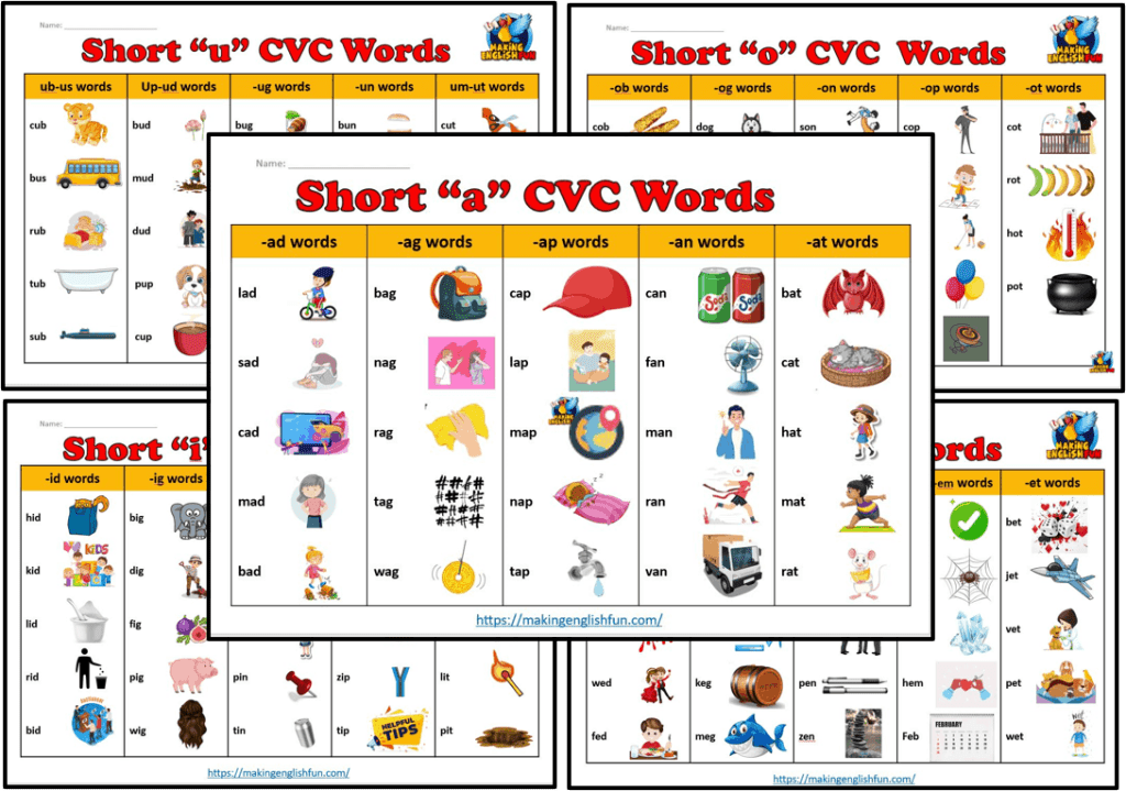 Free CVC Words Lists, Games and Activities.Making English Fun