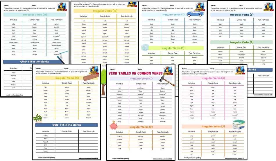FREE Regular and Irregular Verb Tables and WorksheetsMaking English Fun