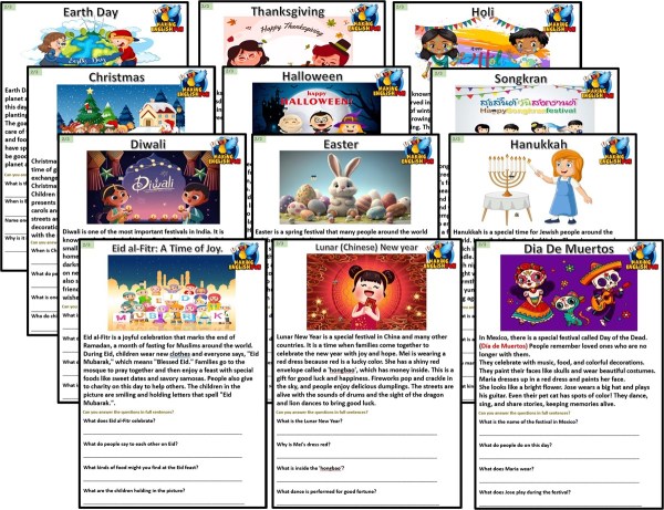 Grade 2 Festivals and Holidays Reading PassagesMaking English Fun