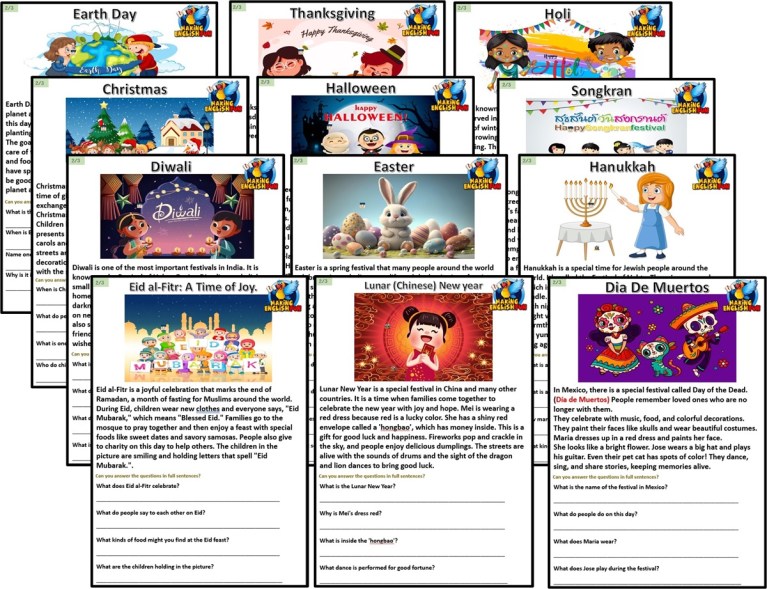 Grade 2 Festivals and Holidays Reading PassagesMaking English Fun