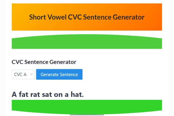 Short Vowel CVC Sentence GeneratorMaking English Fun
