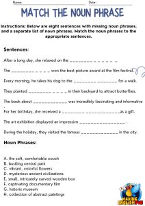 Noun Phrase WorksheetsMaking English Fun