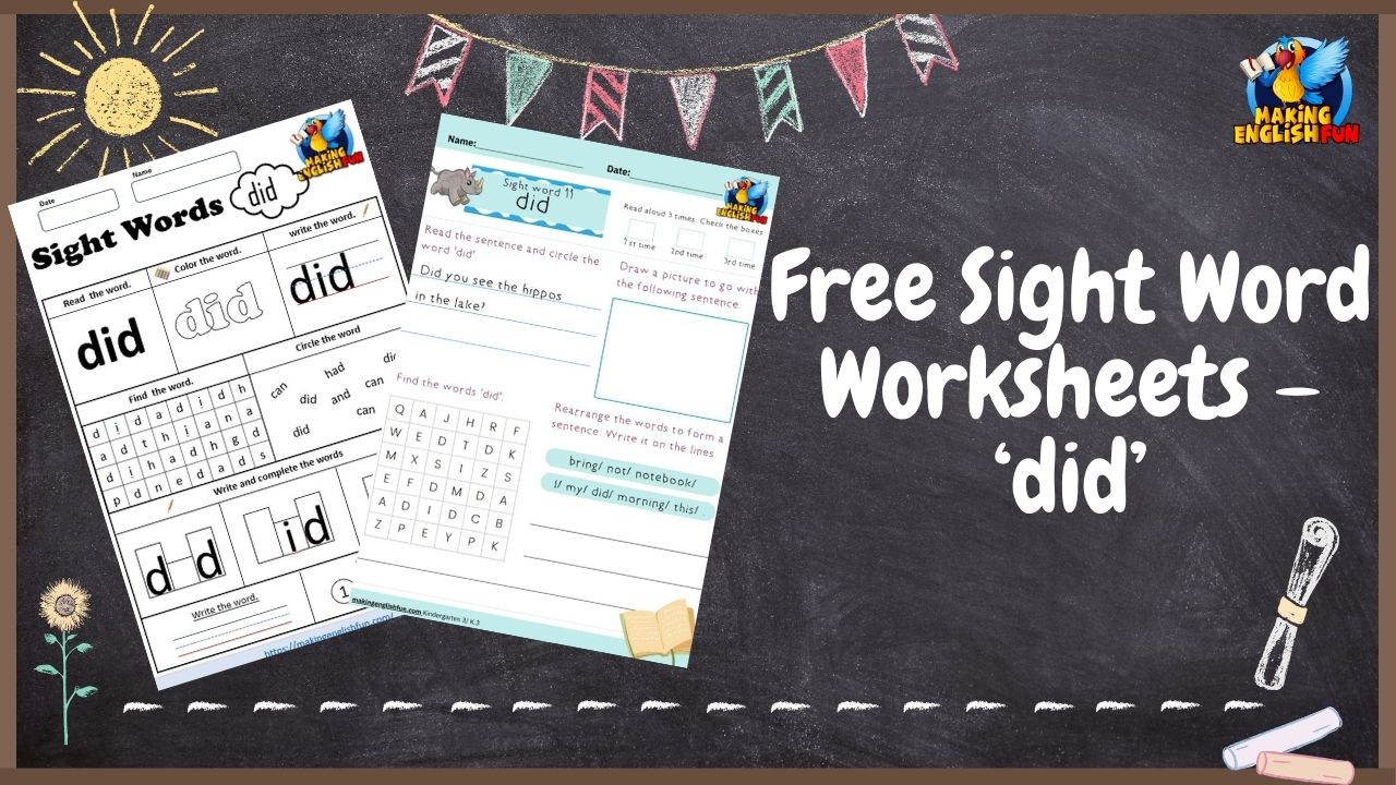 FREE Sight Word Worksheets – didMaking English Fun