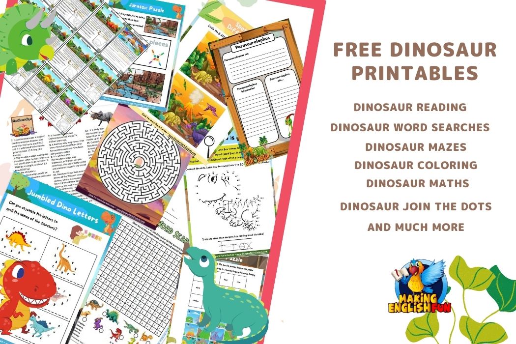 FREE Dinosaur Printables.Making English Fun
